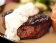 Grilled Filet Mignon with Blue Cheese Sauce