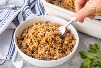 Easy French Onion (4 Ingredient Baked Rice Recipe)